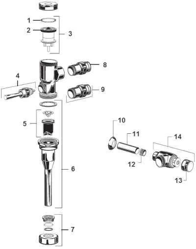 Commercial Toilet Parts Diagram with Labels