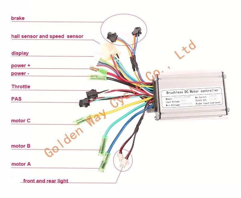 Electric bicycle wiring scheme